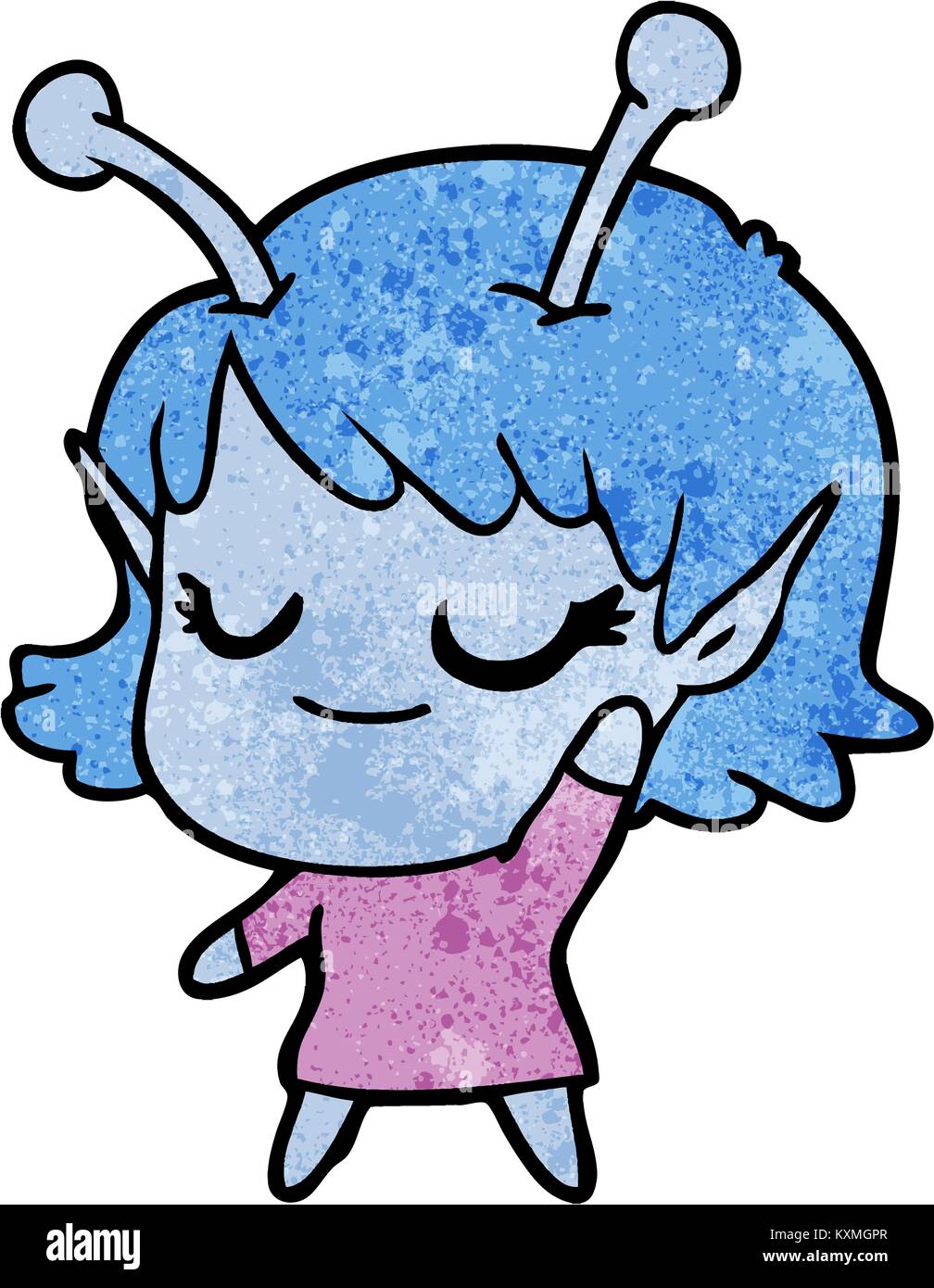 smiling alien girl cartoon Stock Vector Image & Art - Alamy