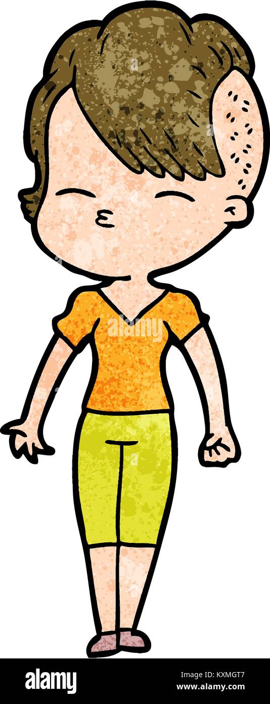 cartoon squinting girl Stock Vector Image & Art - Alamy