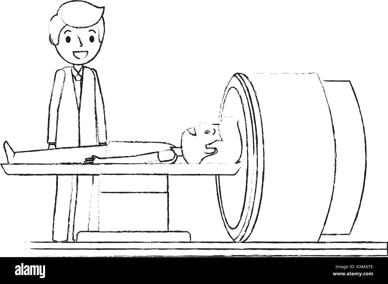 tomography scanner machine with patient and doctor Stock Vector Image ...