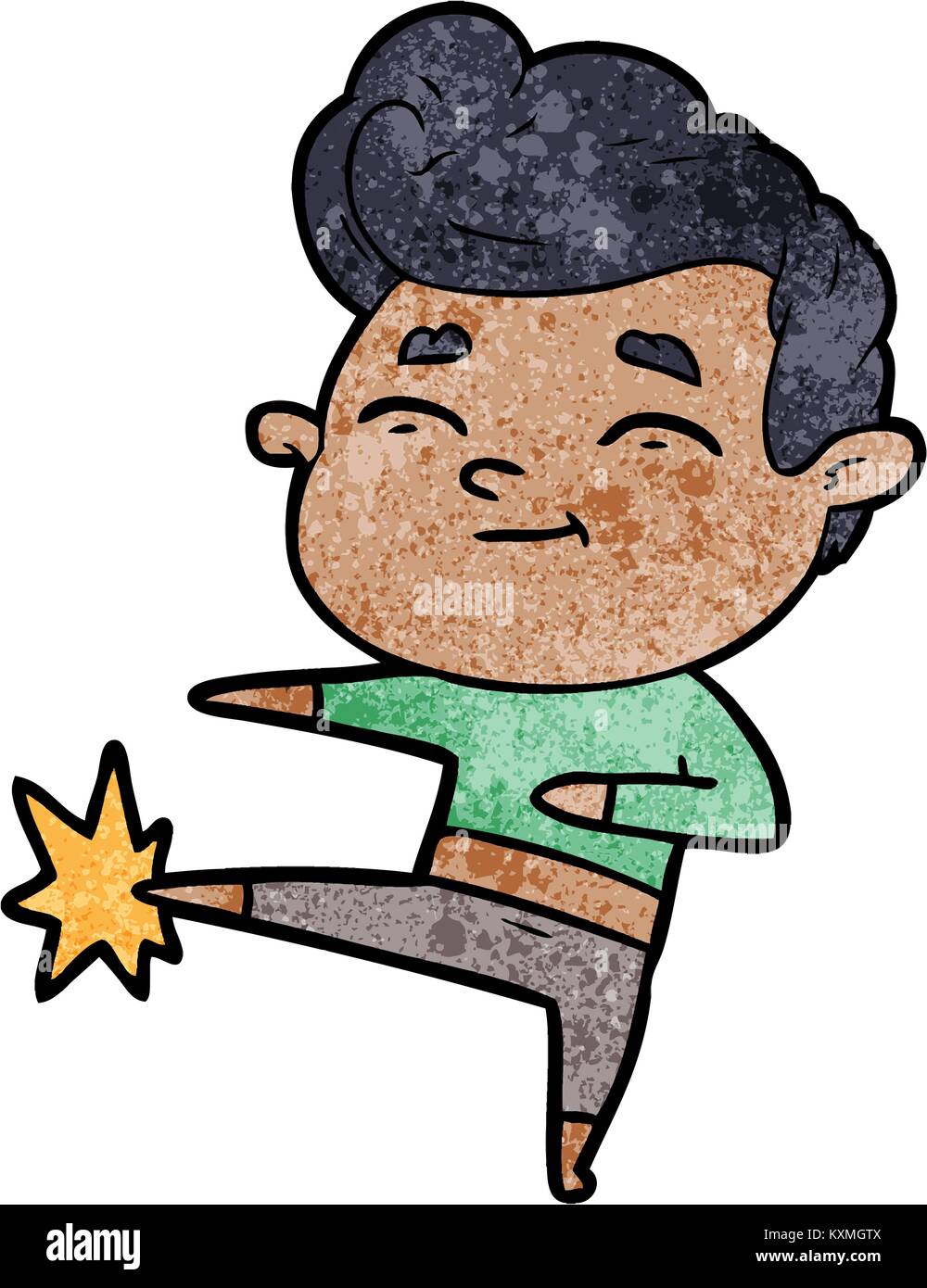 happy cartoon man kicking Stock Vector Image & Art - Alamy