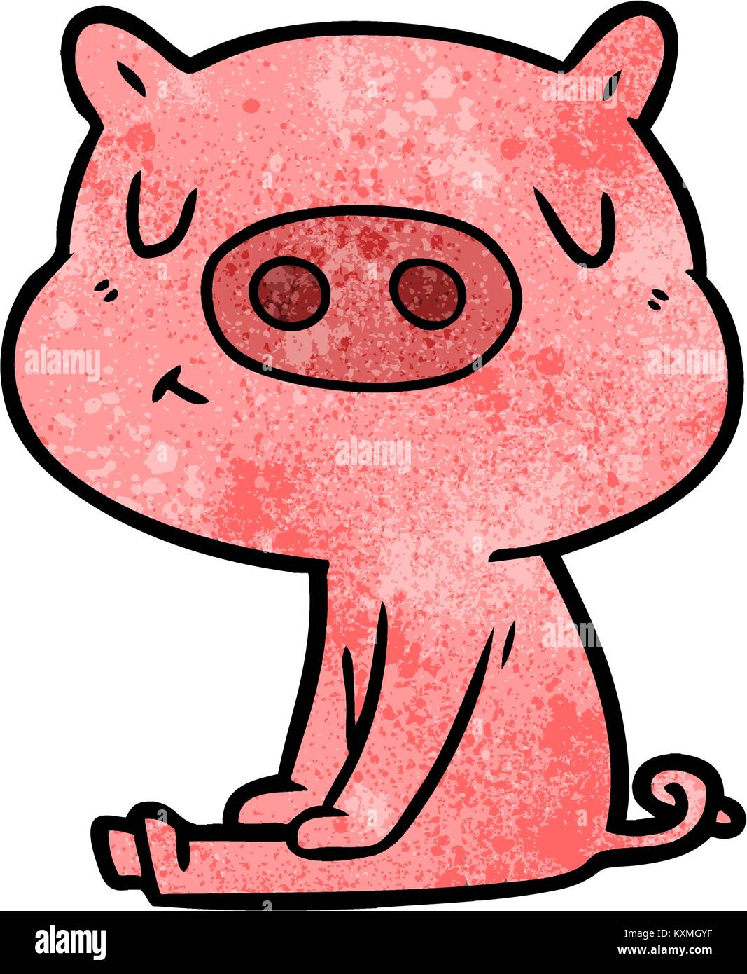 cartoon content pig meditating Stock Vector Image & Art - Alamy