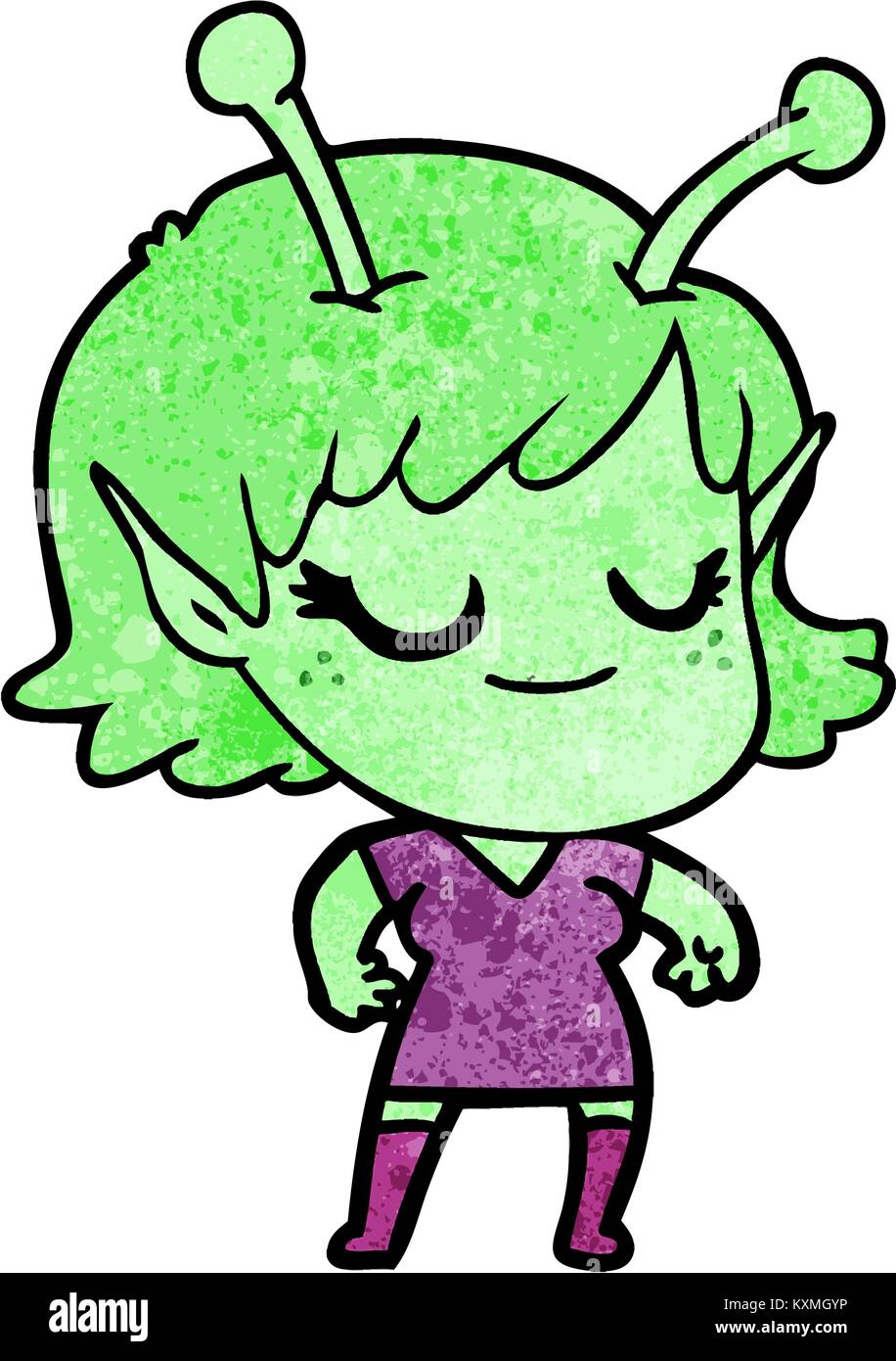 smiling alien girl cartoon Stock Vector Image & Art - Alamy