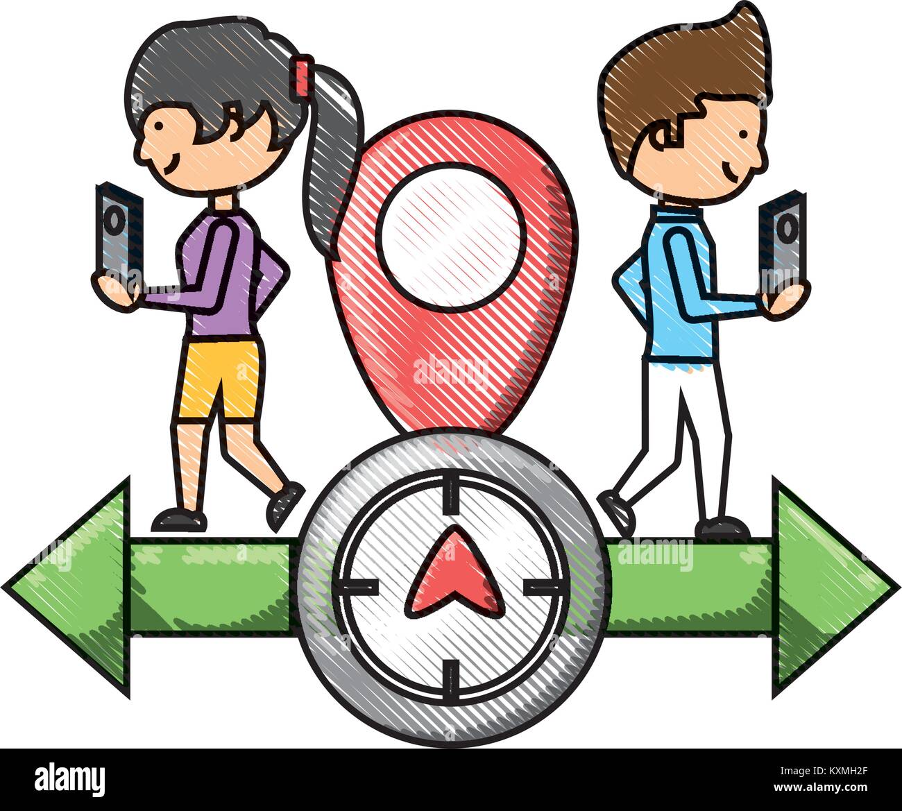 gps design with woman and man icon Stock Vector Image & Art - Alamy