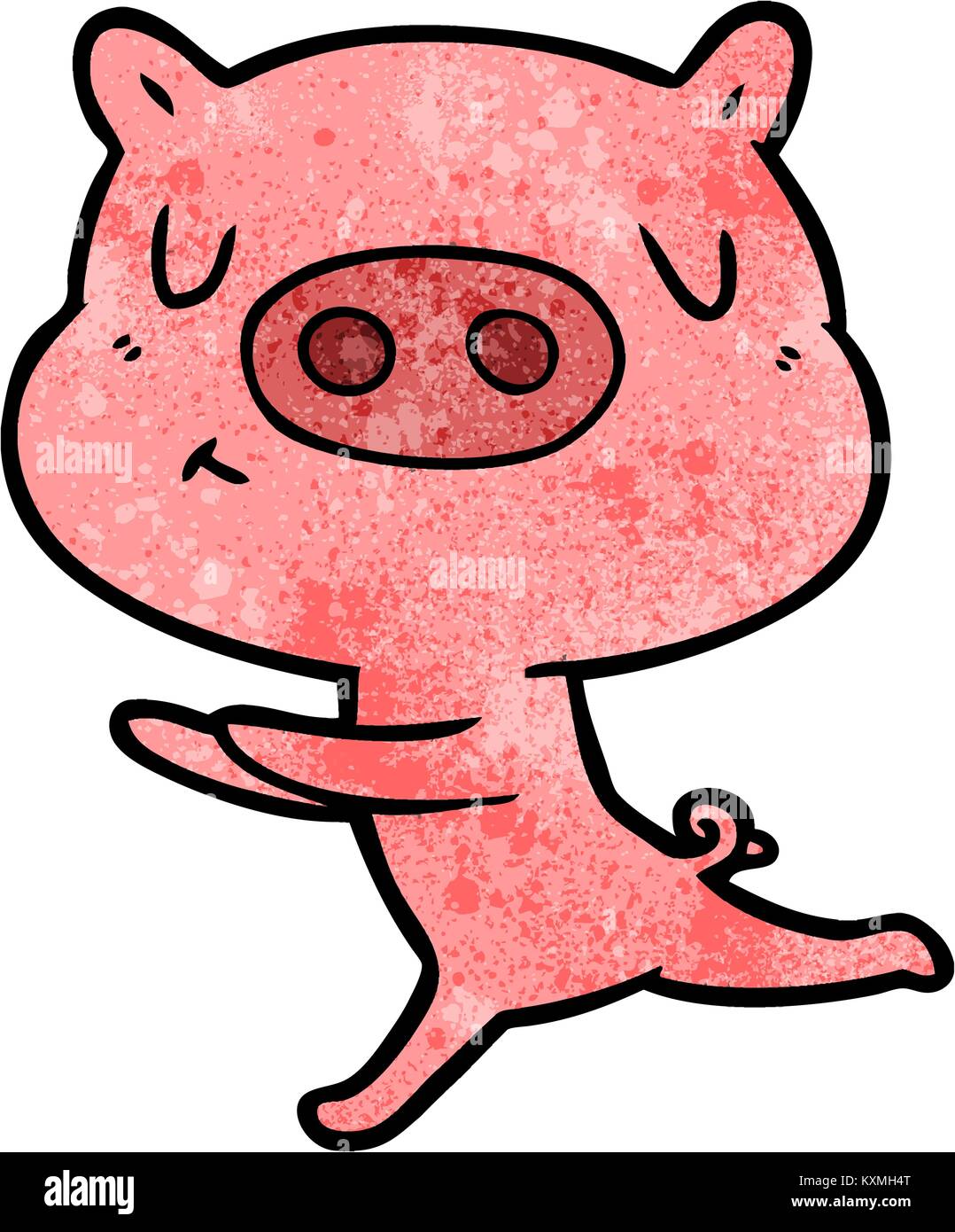 cartoon content pig running Stock Vector Image & Art - Alamy