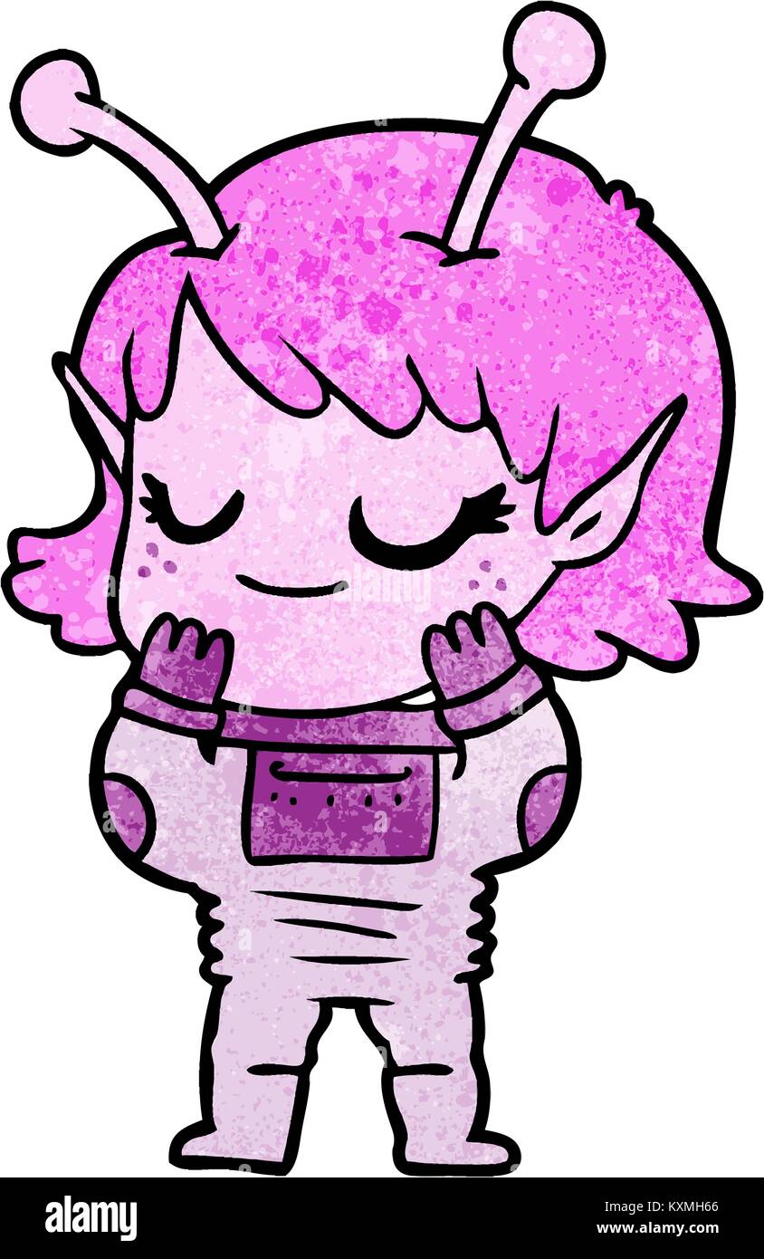 smiling alien girl cartoon Stock Vector Image & Art - Alamy