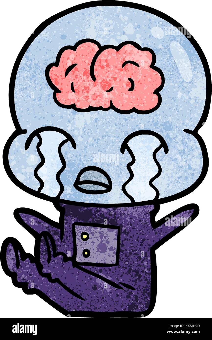 cartoon big brain alien crying Stock Vector Image & Art - Alamy