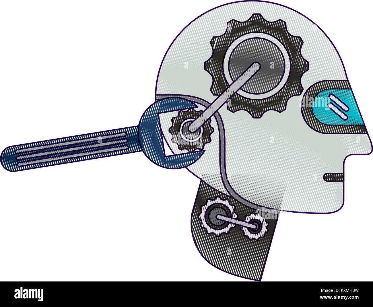 humanoid robot profile with wrench Stock Vector Image & Art - Alamy
