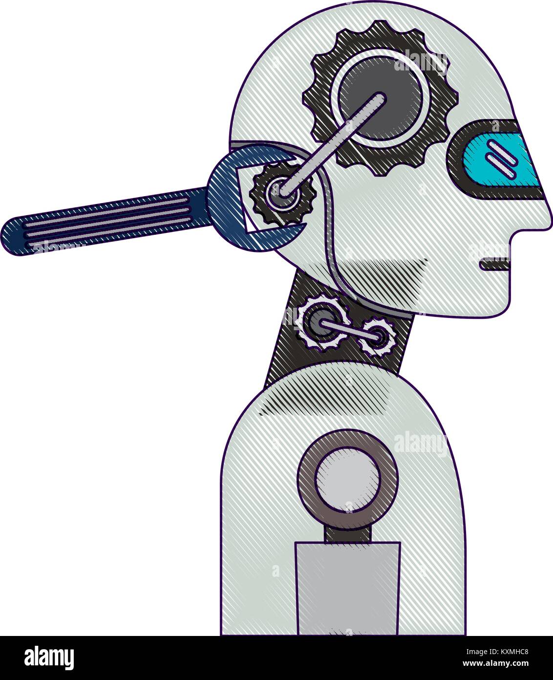humanoid robot profile with wrench Stock Vector Image & Art - Alamy