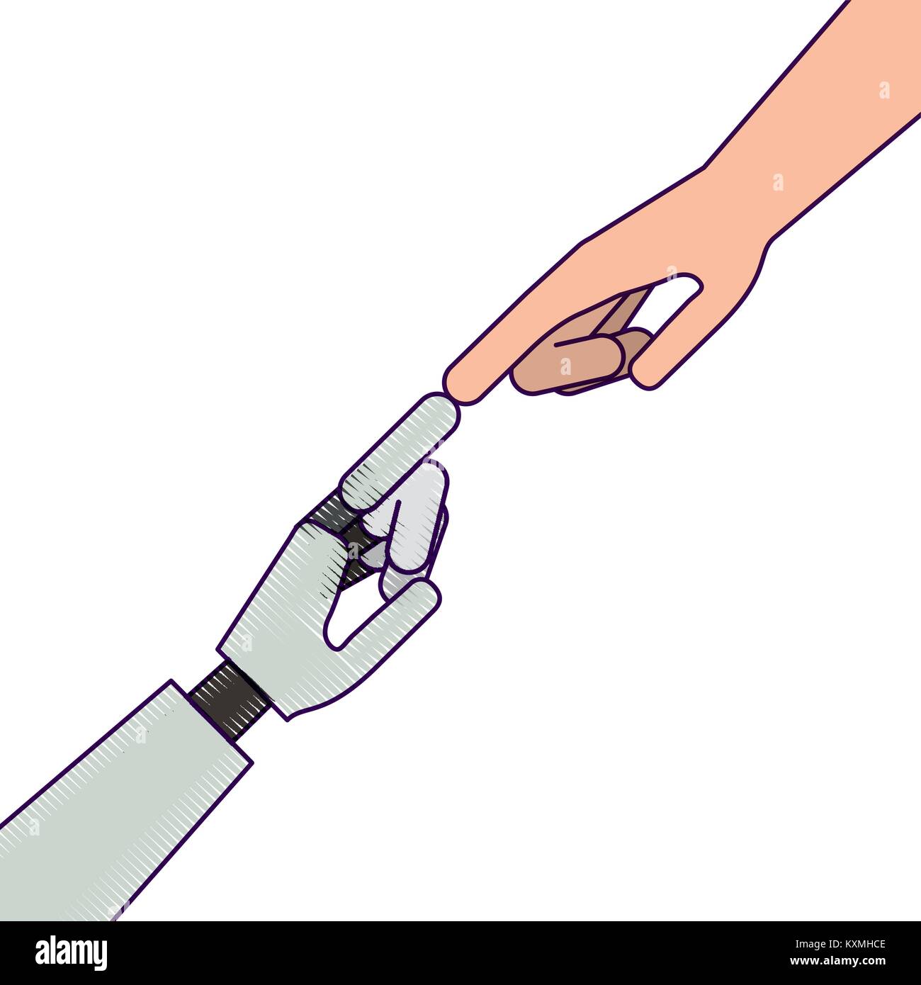 Robot and human hand touching Stock Vector Images - Alamy