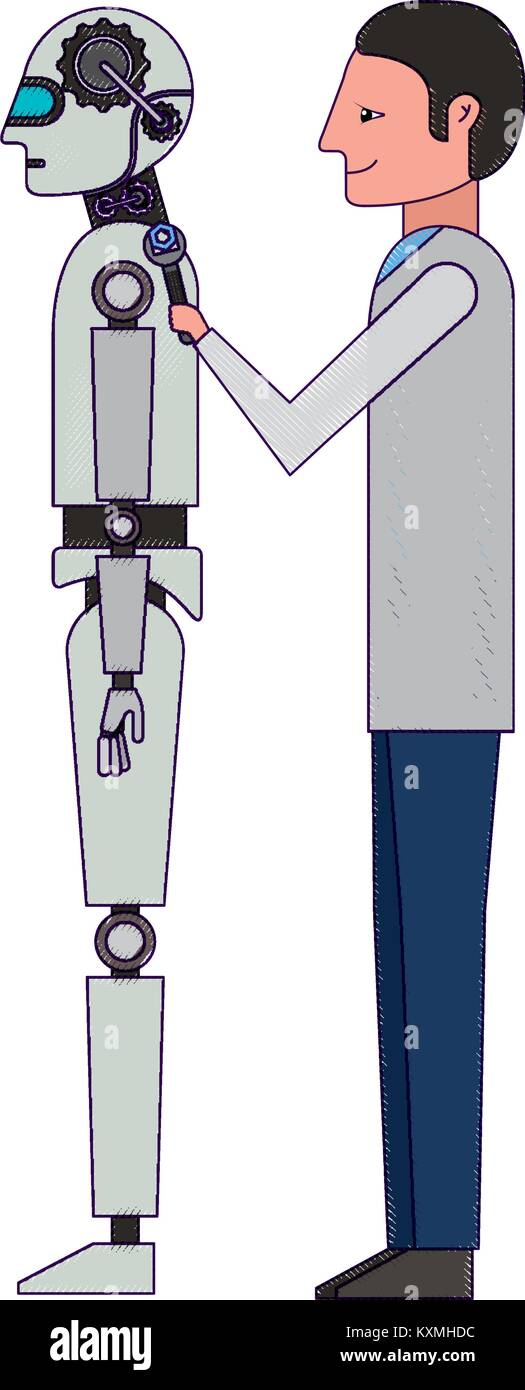 scientist repairing humanoid robot Stock Vector Image & Art - Alamy