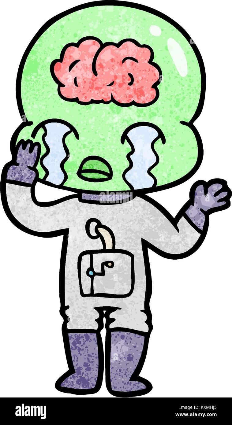 cartoon big brain alien crying Stock Vector Image & Art - Alamy