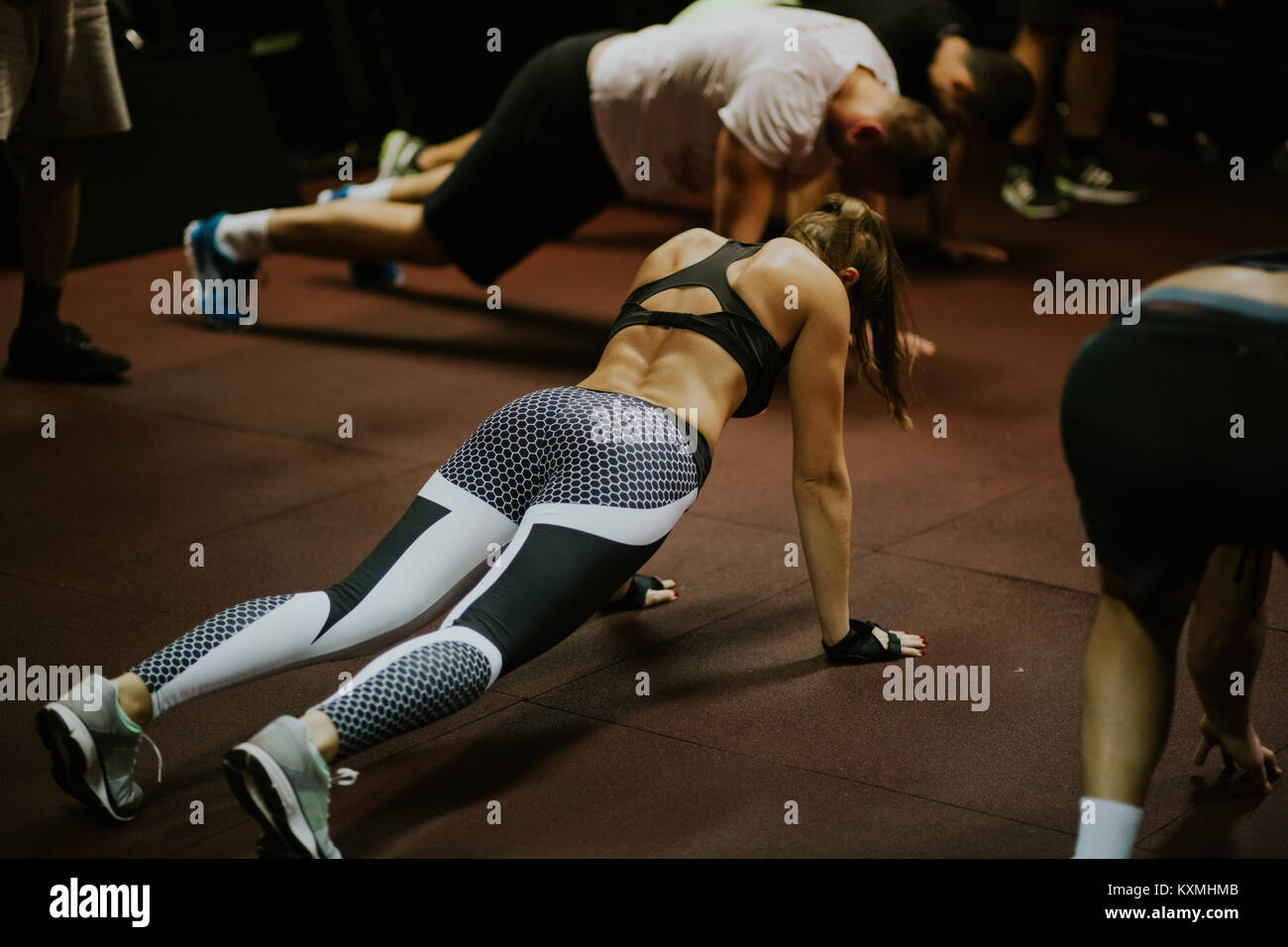 Crossfit group training workout indoors. Group fitness workout Stock ...