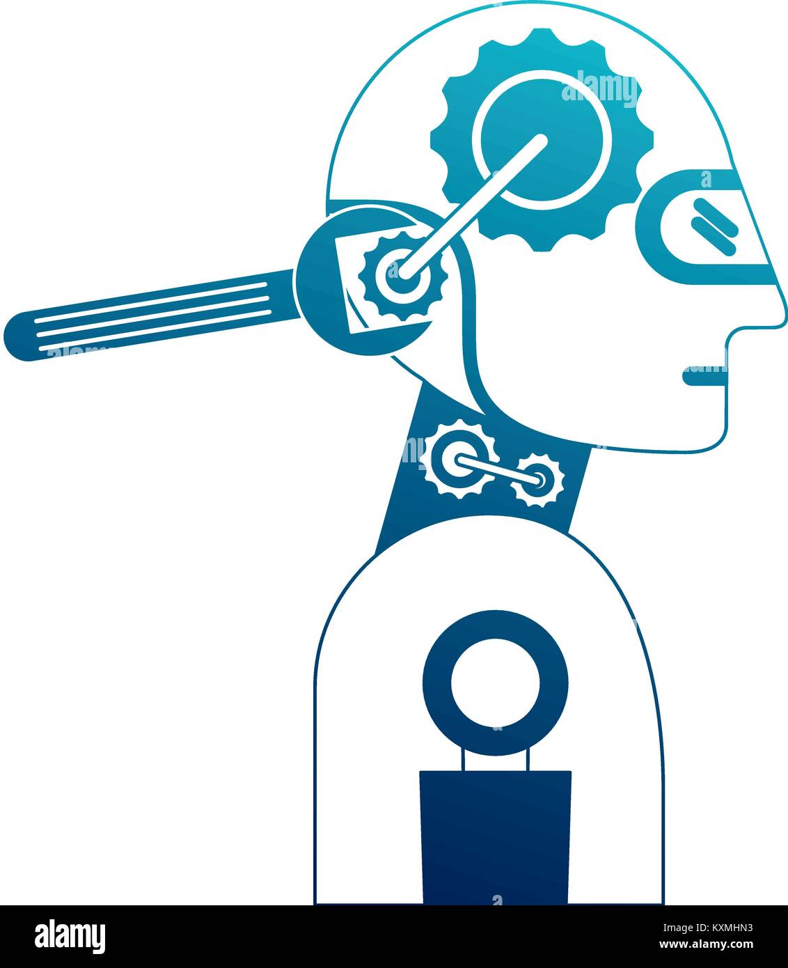 humanoid robot profile with wrench Stock Vector Image & Art - Alamy