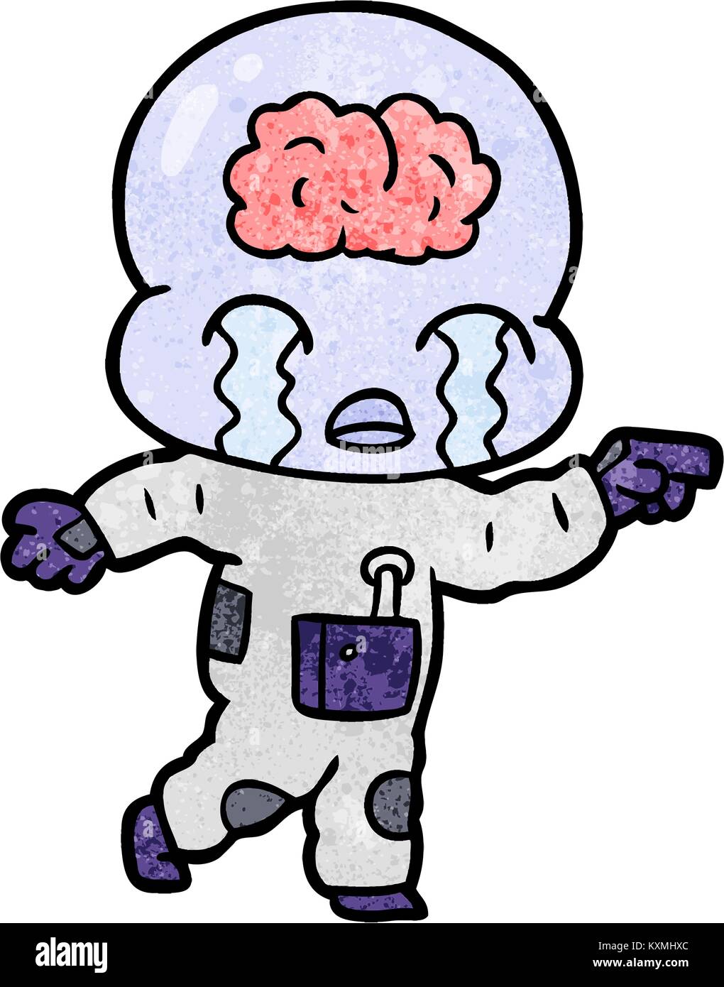 cartoon big brain alien crying Stock Vector Image & Art - Alamy