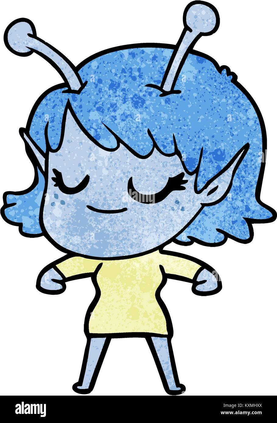 smiling alien girl cartoon Stock Vector Image & Art - Alamy