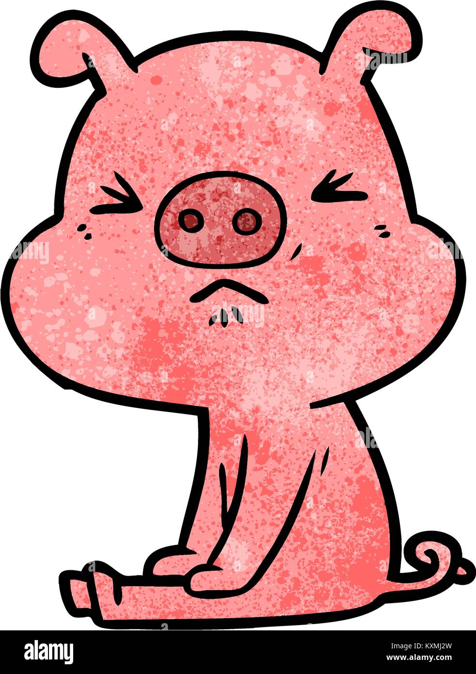 cartoon angry pig sat waiting Stock Vector Image & Art - Alamy