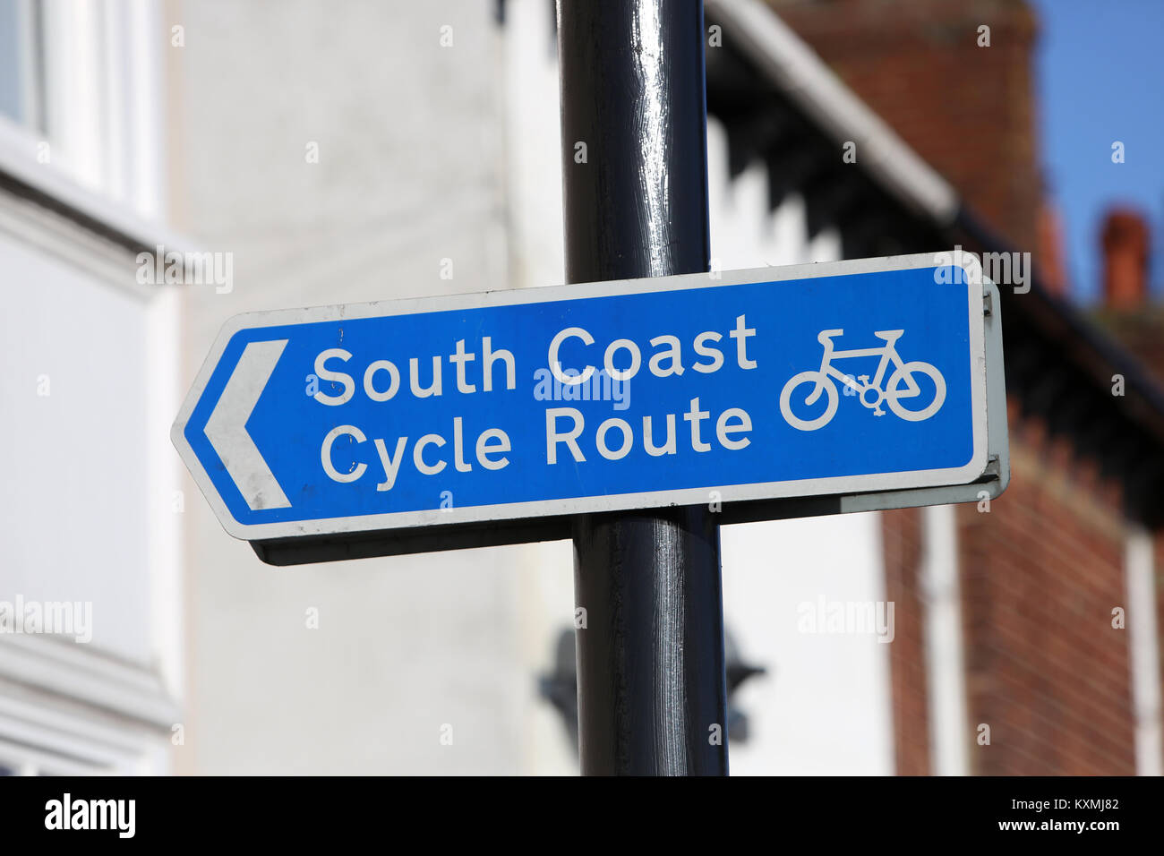 General view of a South Coast Cycle Route sign in Chichester, West ...