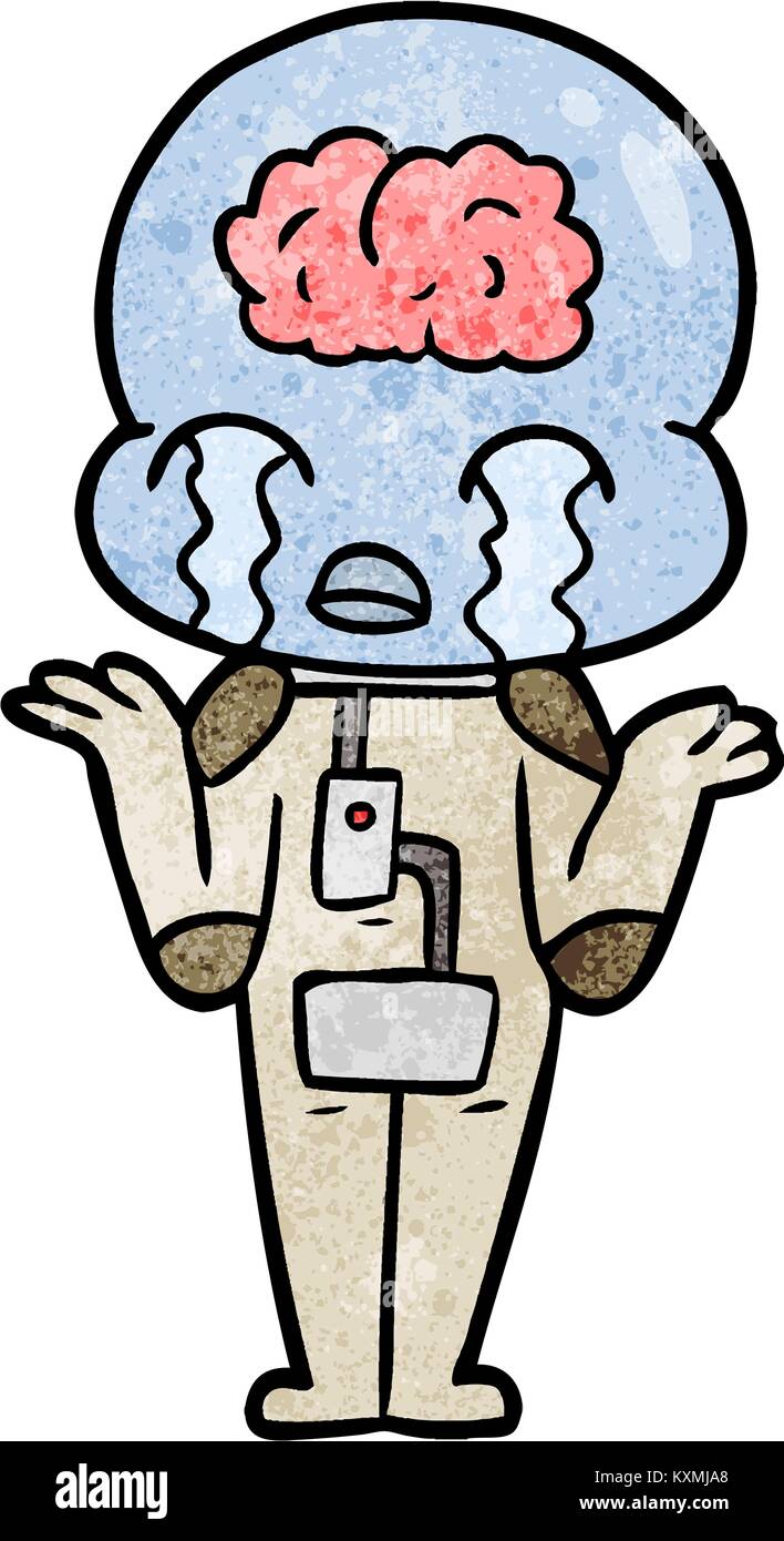 cartoon big brain alien crying Stock Vector Image & Art - Alamy