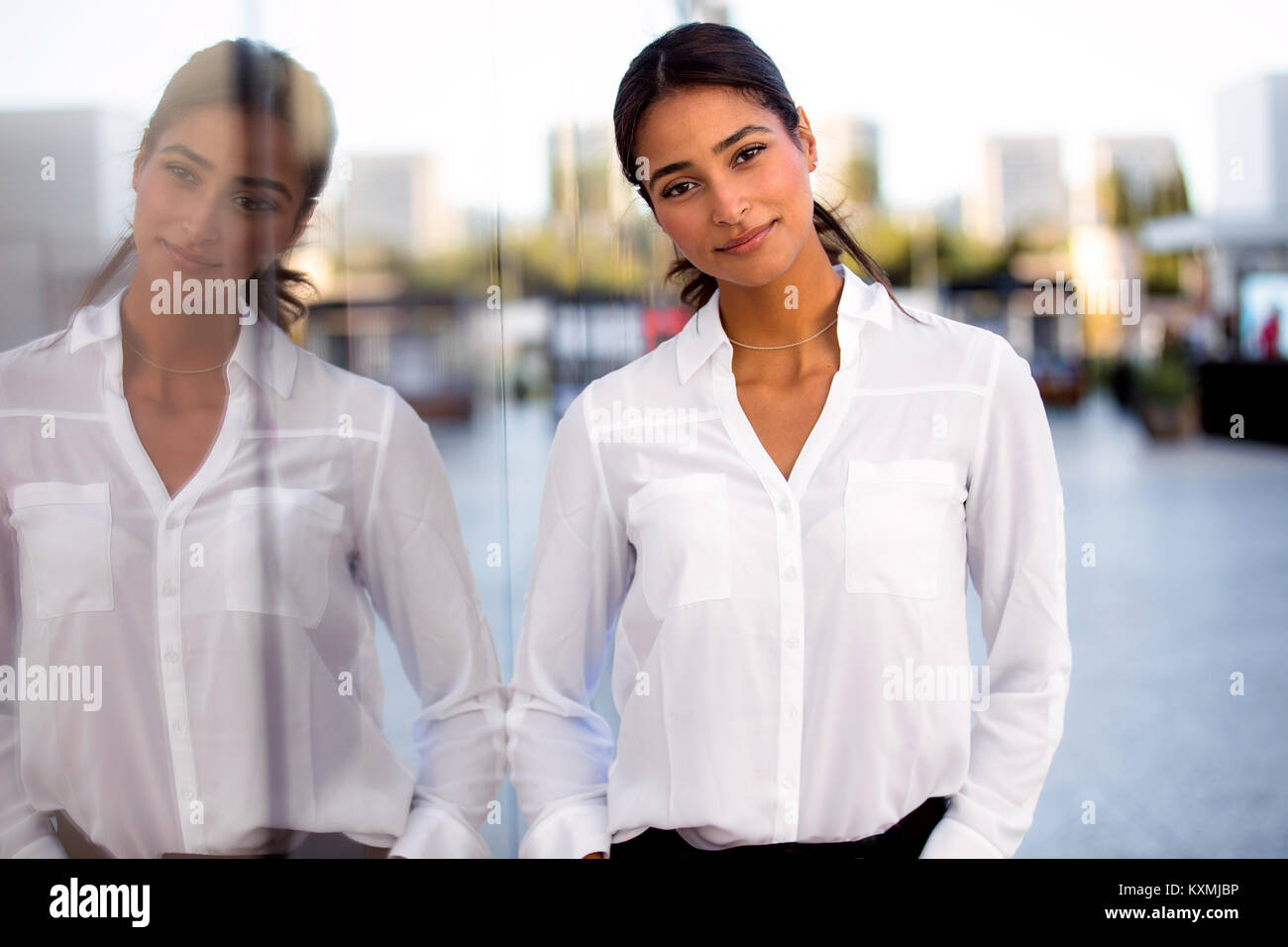 Portrait of a sincere warm charming lovable and friendly career ...