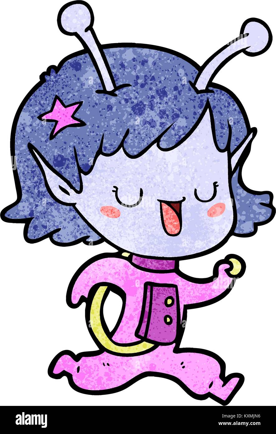 happy alien girl cartoon Stock Vector Image & Art - Alamy