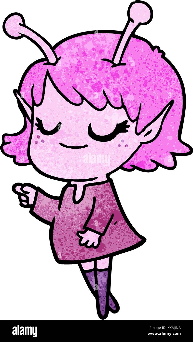 smiling alien girl cartoon Stock Vector Image & Art - Alamy