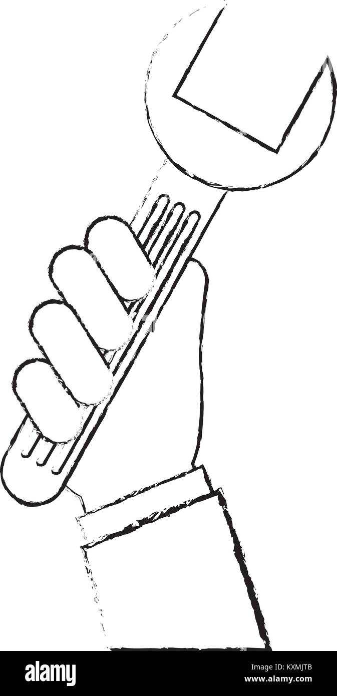 hand with wrench key isolated icon Stock Vector Image & Art - Alamy