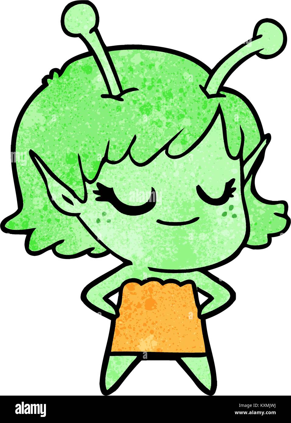smiling alien girl cartoon Stock Vector Image & Art - Alamy