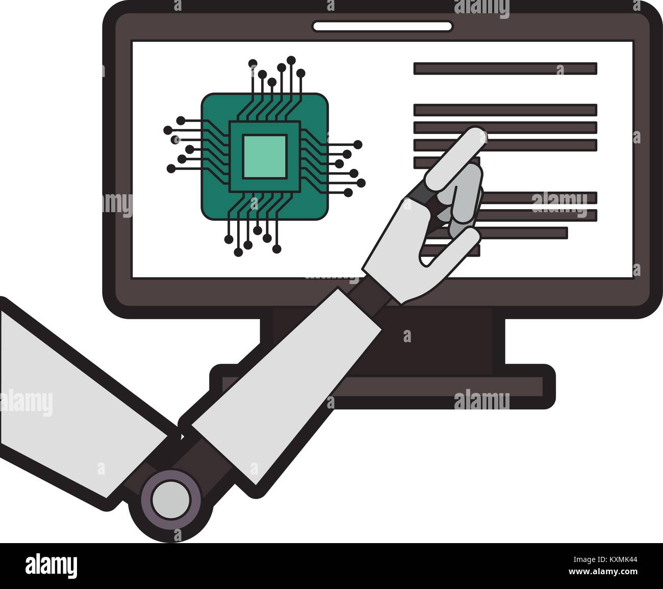 monitor computer with processor and robot hand Stock Vector Image & Art ...