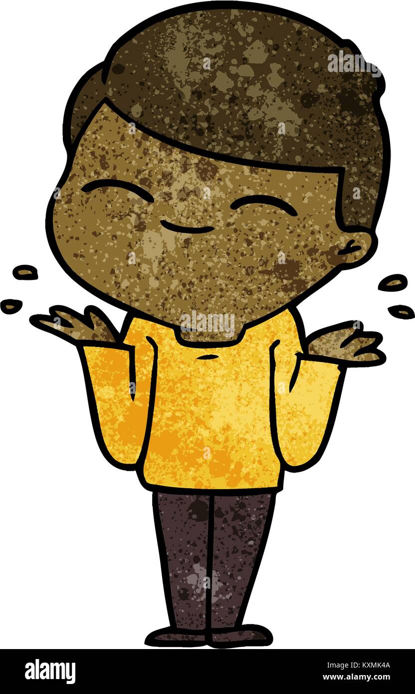 cartoon smiling boy shrugging shoulders Stock Vector Image & Art - Alamy