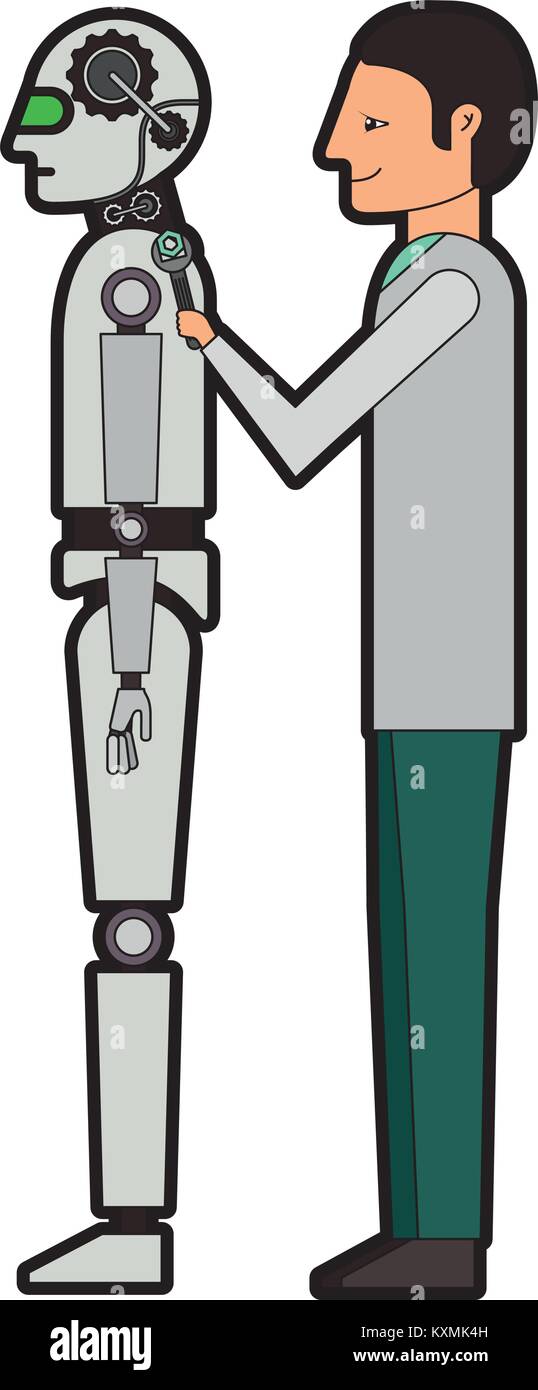 scientist repairing humanoid robot Stock Vector Image & Art - Alamy
