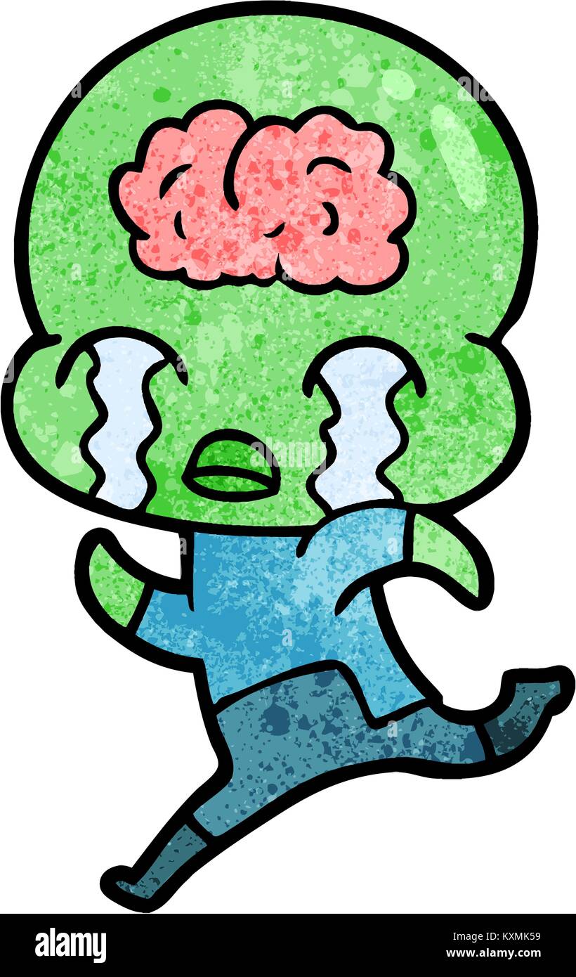 cartoon big brain alien crying Stock Vector Image & Art - Alamy