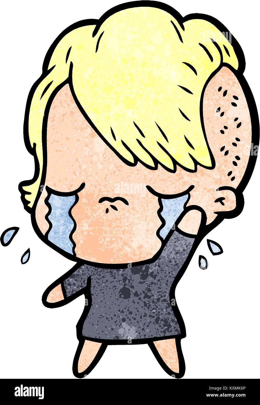 cartoon crying girl waving Stock Vector Image & Art - Alamy