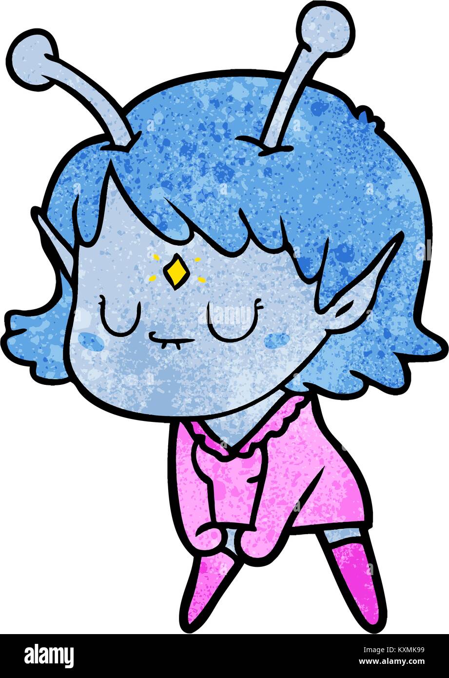 cartoon alien girl doing muscle pose Stock Vector Image & Art - Alamy