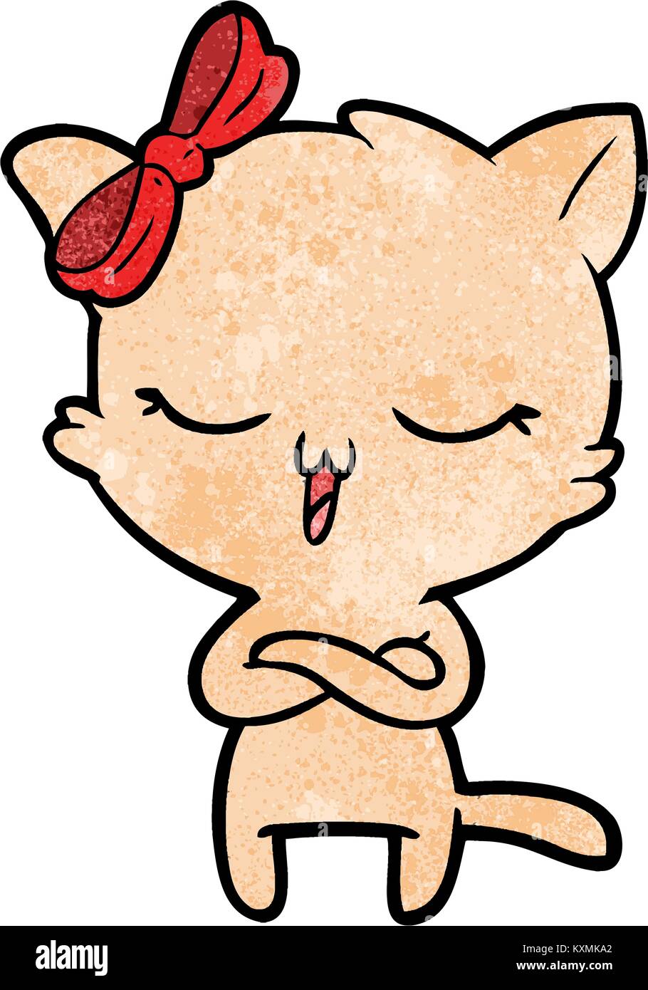 cartoon cat with bow on head Stock Vector Image & Art - Alamy