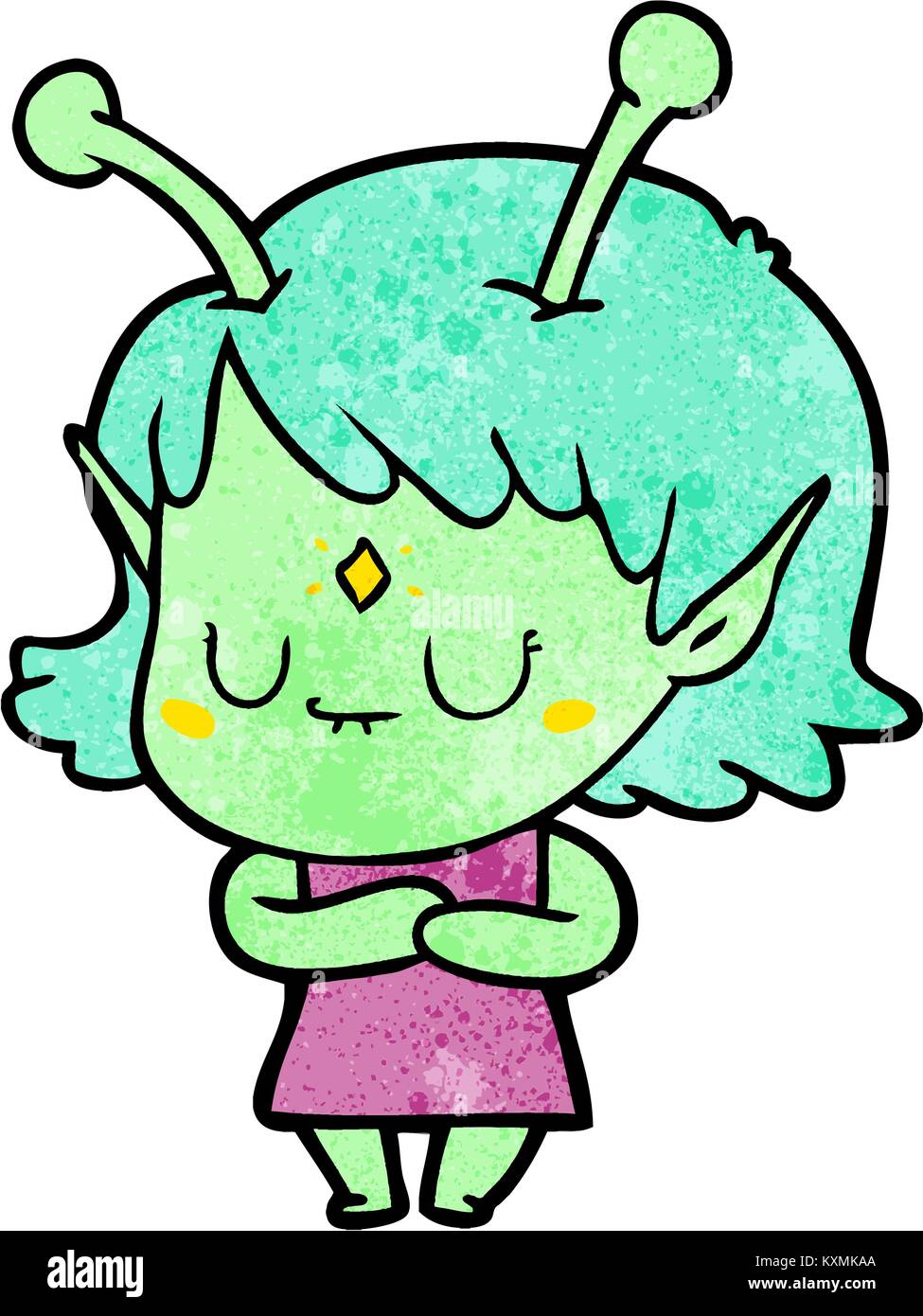 cartoon alien girl Stock Vector Image & Art - Alamy