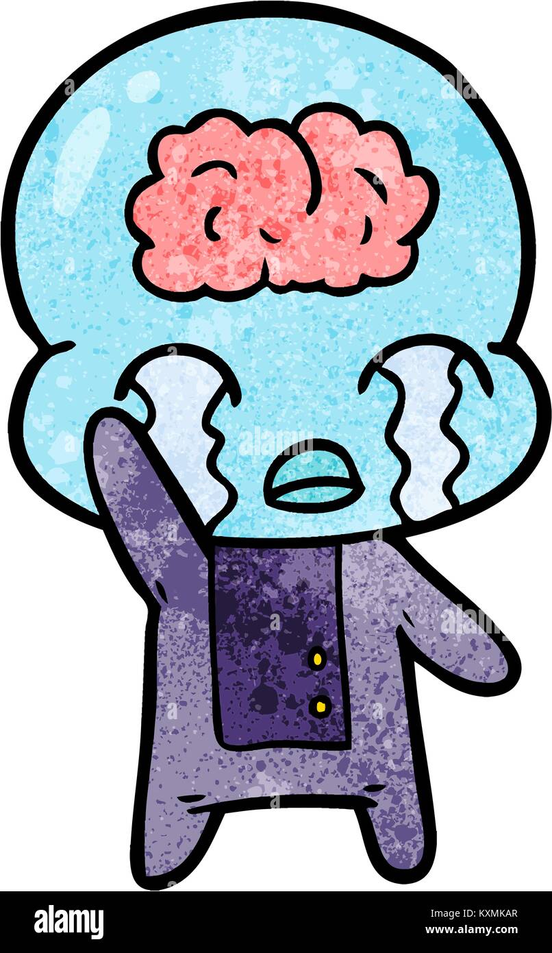 cartoon big brain alien crying Stock Vector Image & Art - Alamy