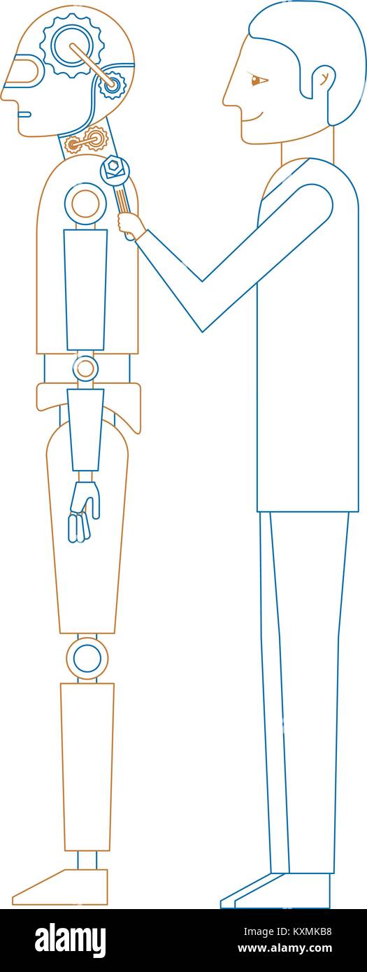 scientist repairing humanoid robot Stock Vector Image & Art - Alamy