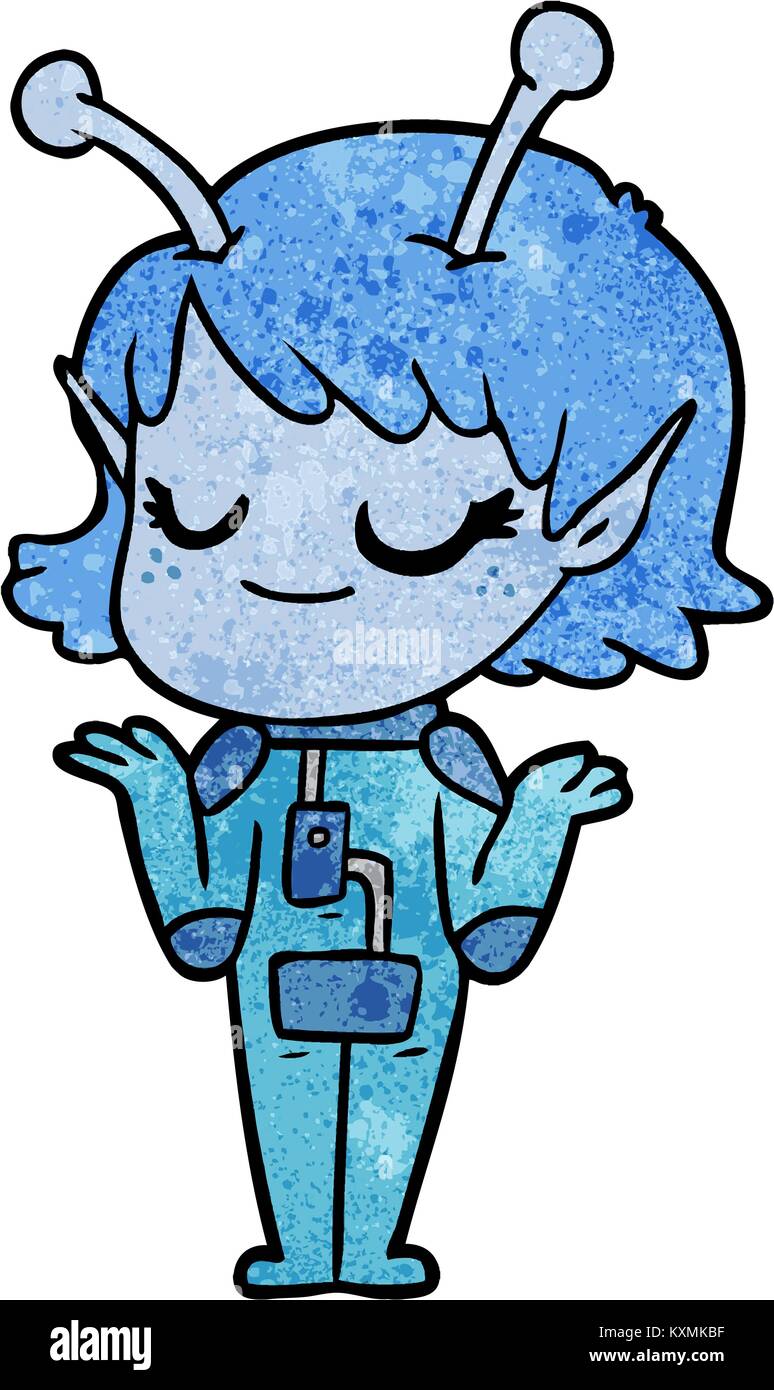 smiling alien girl cartoon Stock Vector Image & Art - Alamy