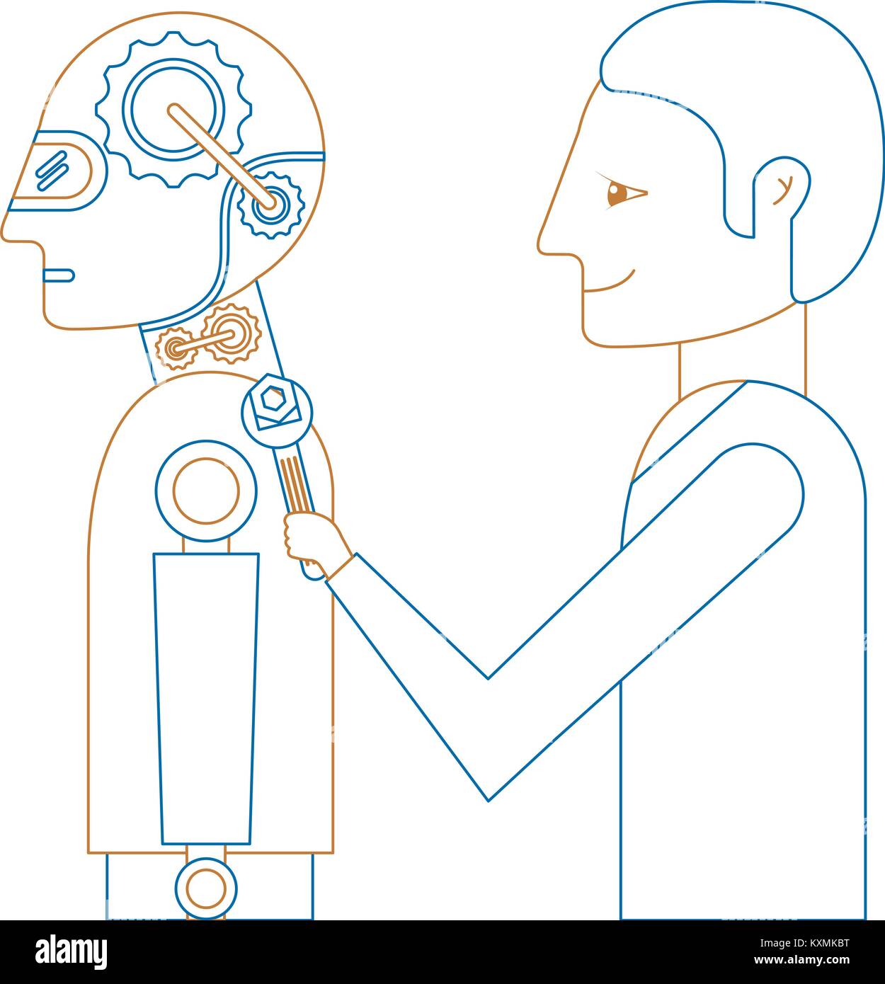 scientist repairing humanoid robot Stock Vector Image & Art - Alamy