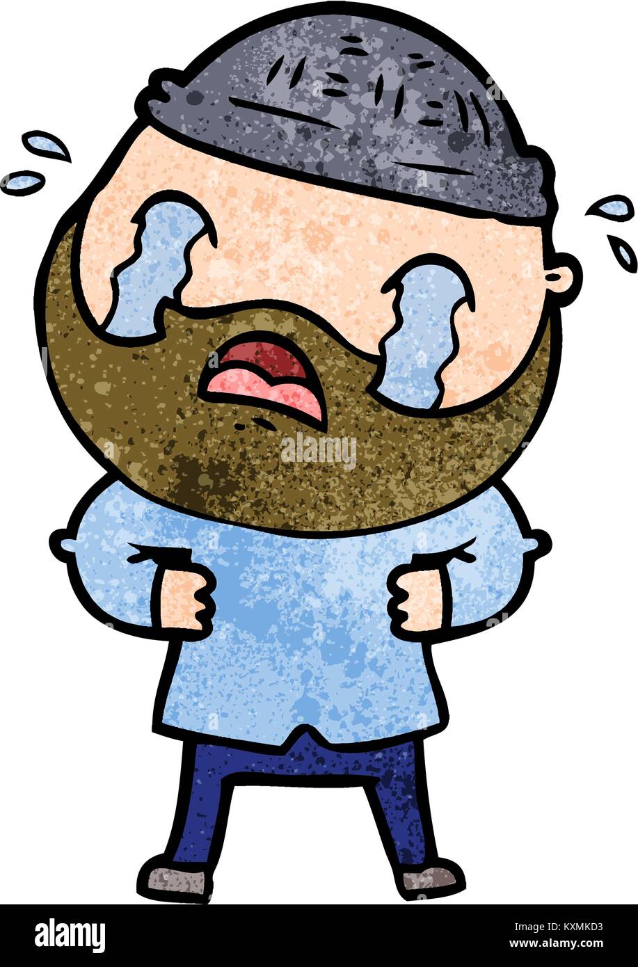 cartoon bearded man crying Stock Vector Image & Art - Alamy