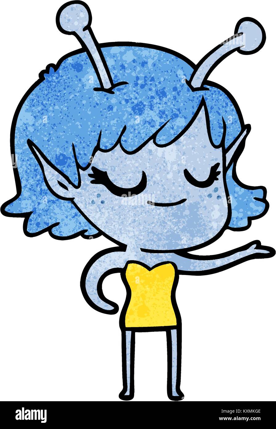 smiling alien girl cartoon Stock Vector Image & Art - Alamy