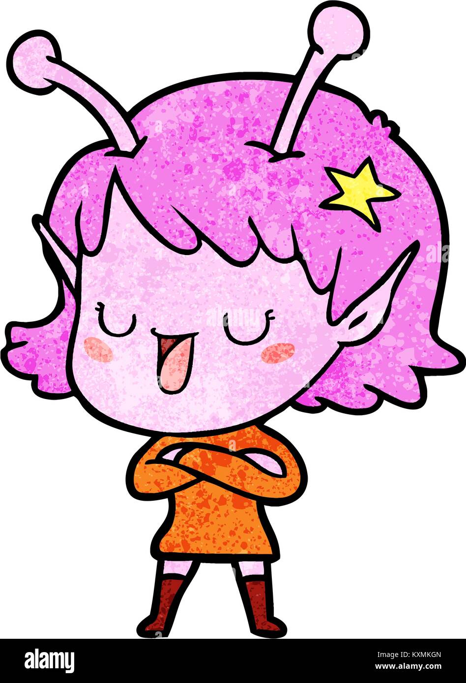 happy alien girl cartoon Stock Vector Image & Art - Alamy