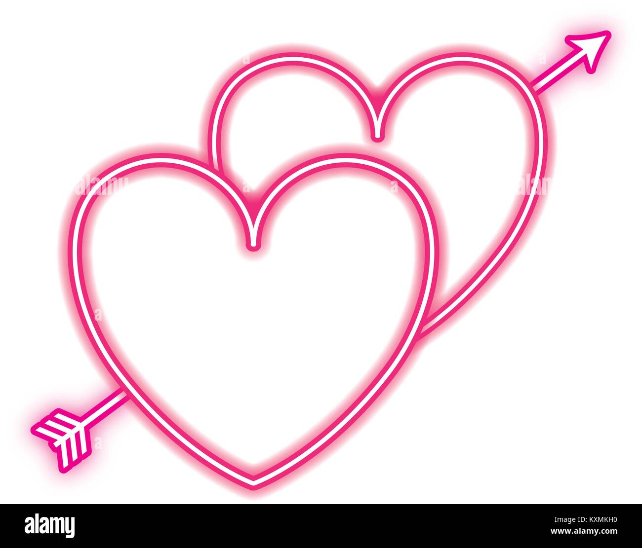 two hearts with arrow love card Stock Vector Image & Art - Alamy