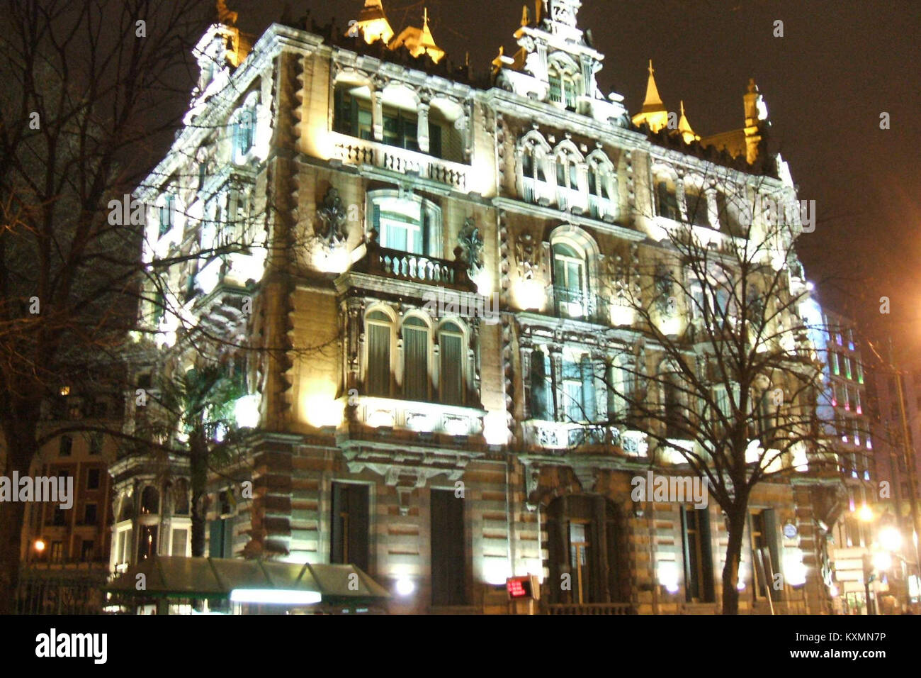 This image shows the Palacio Chavarri in Bilbao, Spain, a notable ...