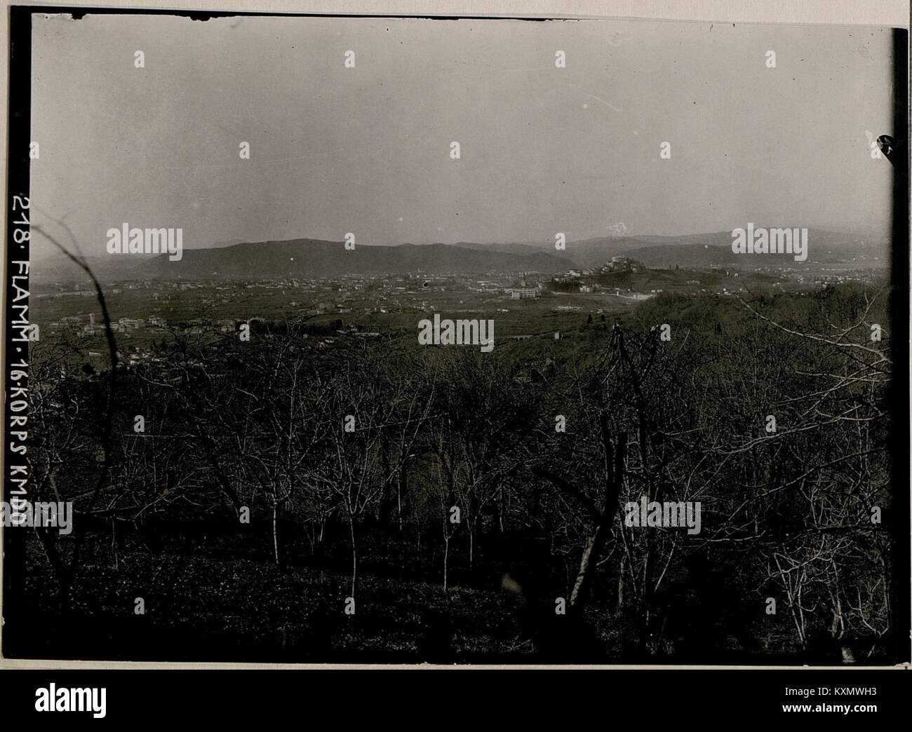 A World War I photograph showing a view from an artillery observation ...