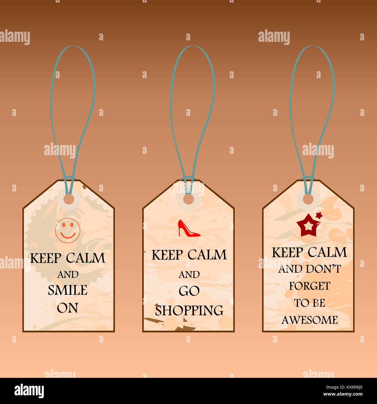 Motivating labels in vintage style with text Stay calm Stock Vector ...