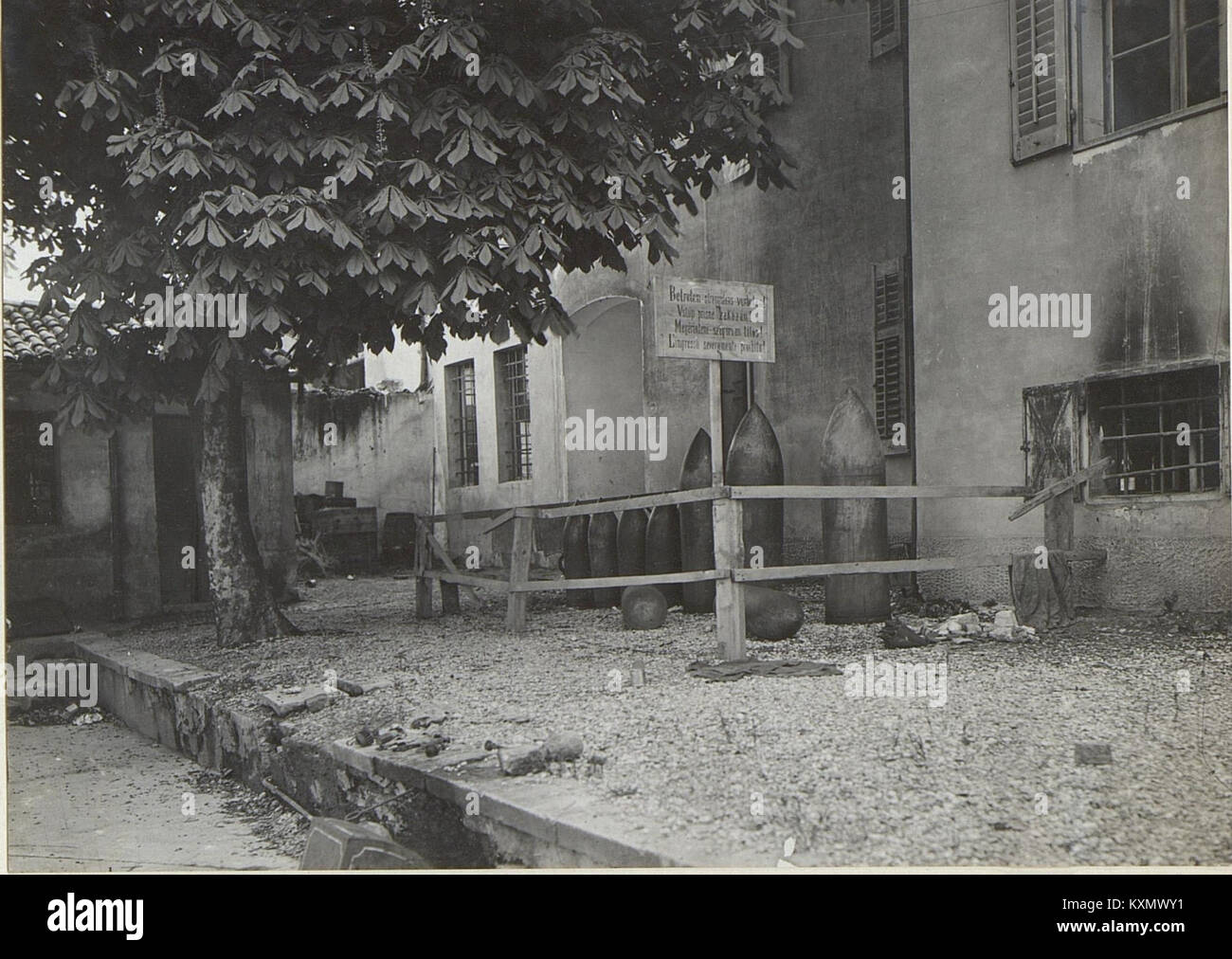 The photograph shows unexploded ordnance (UXO) in Cervignano, Italy ...