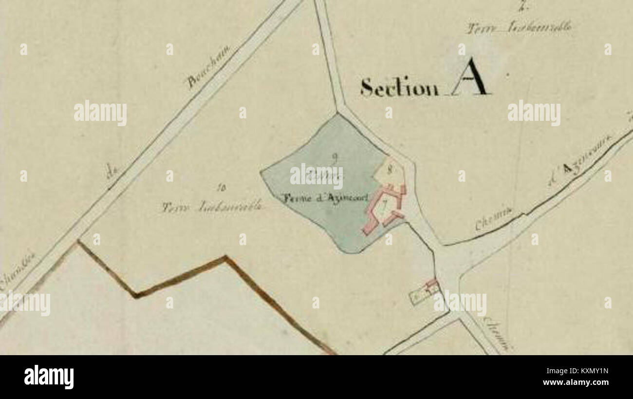 The cadastre map of Azincourt from the Napoleonic era provides valuable ...