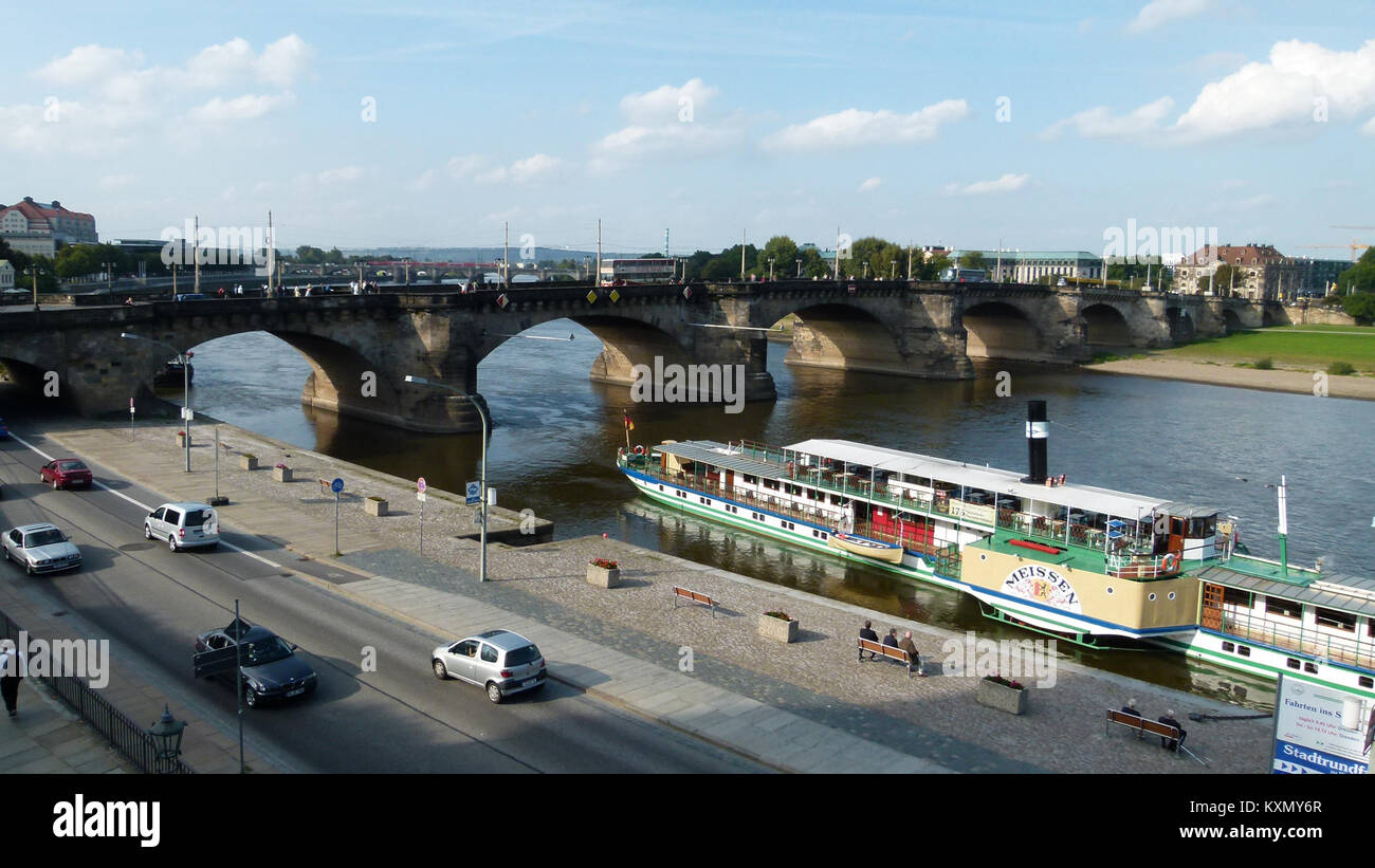 Augustus Bridge in Dresden, Germany, is a historic stone bridge ...