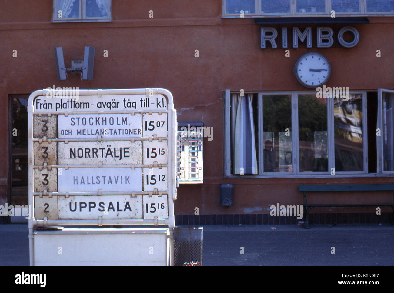Photograph documenting departures from Rimbo station in 1966, showing ...
